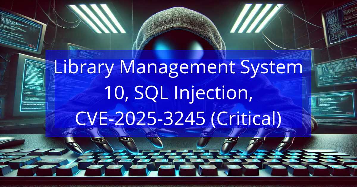 Library Management System 10, SQL Injection, CVE-2025-3245 (Critical) - DailyCVE
