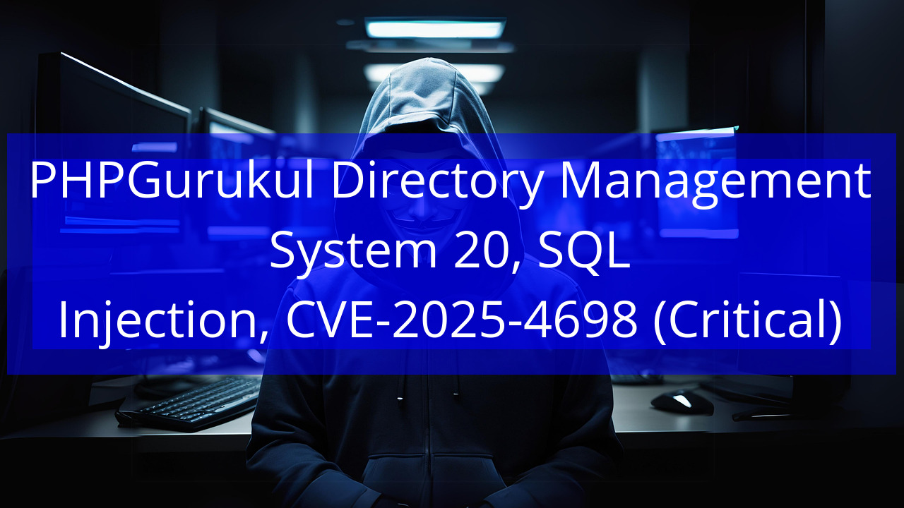 PHPGurukul Directory Management System 20, SQL Injection, CVE-2025-4698 (Critical) - DailyCVE