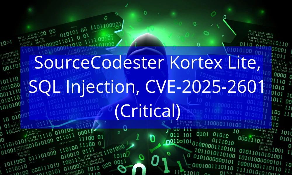 SourceCodester Kortex Lite, SQL Injection, CVE-2025-2601 (Critical ...