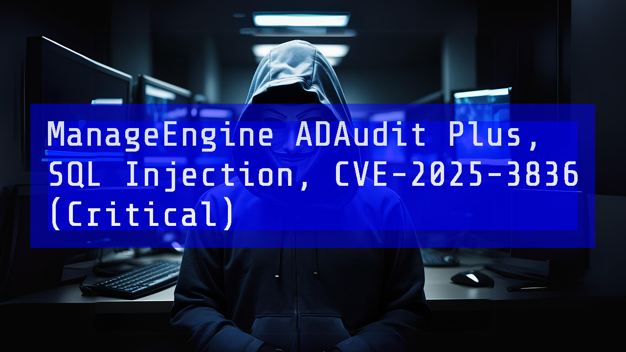 ManageEngine ADAudit Plus, SQL Injection, CVE-2025-3836 (Critical ...