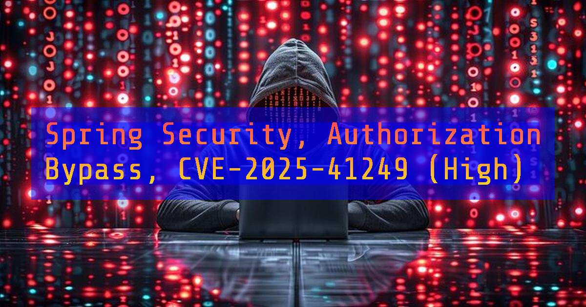 Spring Security, Authorization Bypass, CVE-2025-41249 (High) - DailyCVE