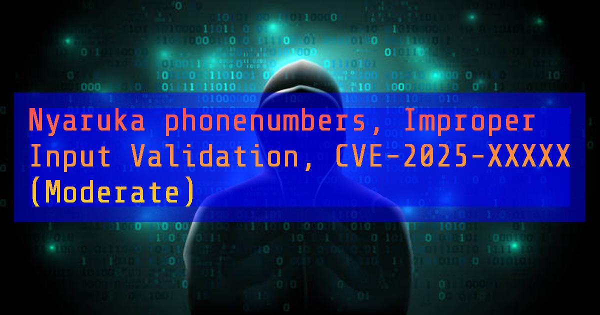 Nyaruka phonenumbers, Improper Input Validation, CVE-2025-XXXXX (Moderate) - DailyCVE