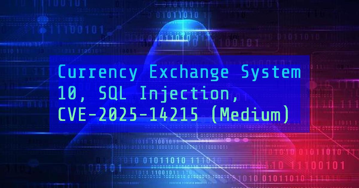 Currency Exchange System 10, SQL Injection, CVE-2025-14215 (Medium ...
