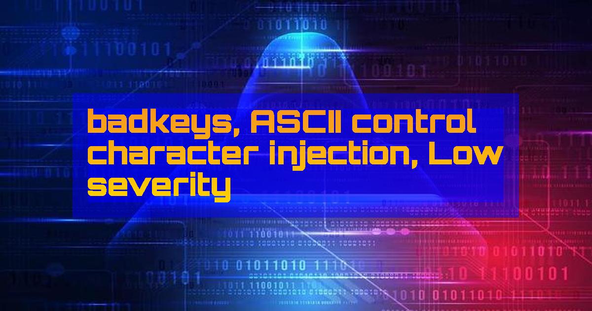 badkeys, ASCII control character injection, Low severity - DailyCVE